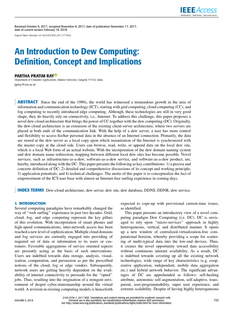 An Introduction To Dew Computing - Definition, Concept and Implications ...