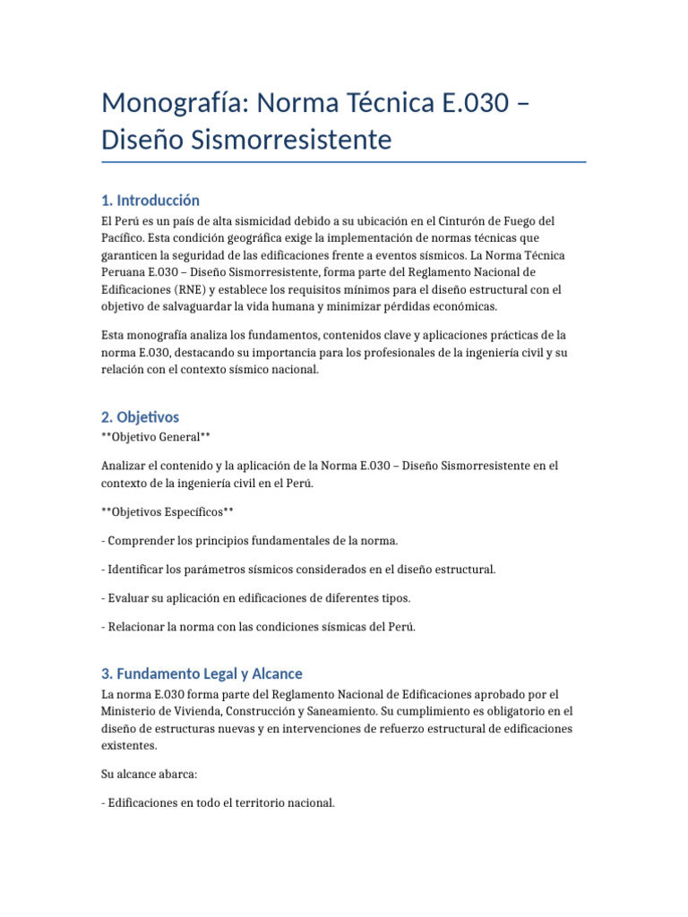 Monografía Norma E030 Diseño Sismorresistente | PDF | Diseño | Hormigón