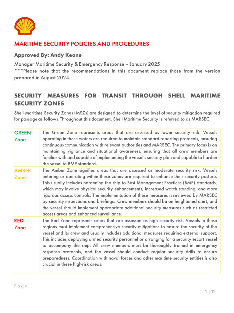 Shell Mar Sec Policies and Procedures January 2025 | PDF