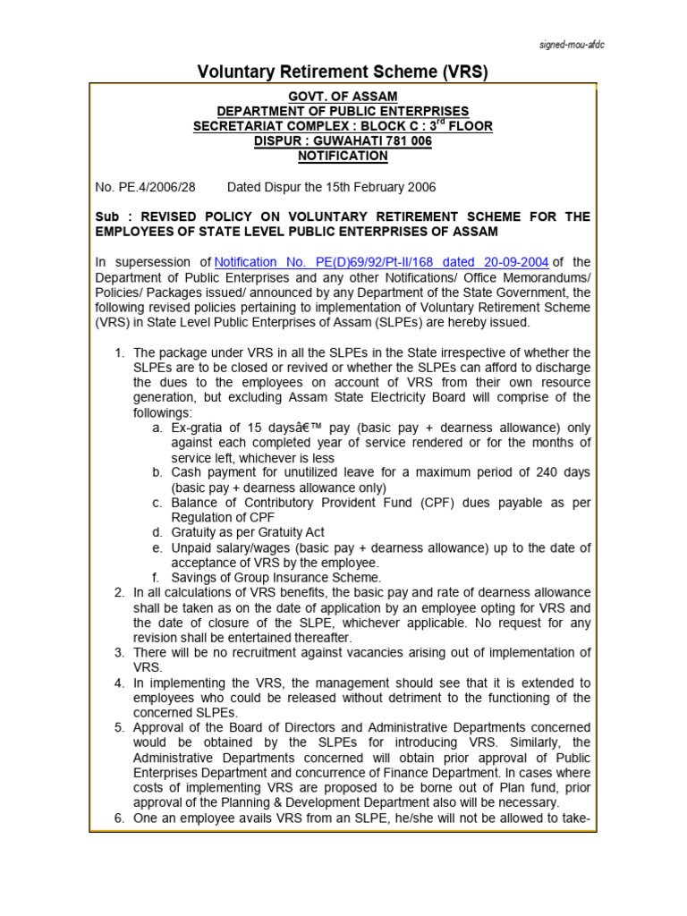 Voluntary Retirement Scheme (VRS) - 0 | PDF | Employment | Business