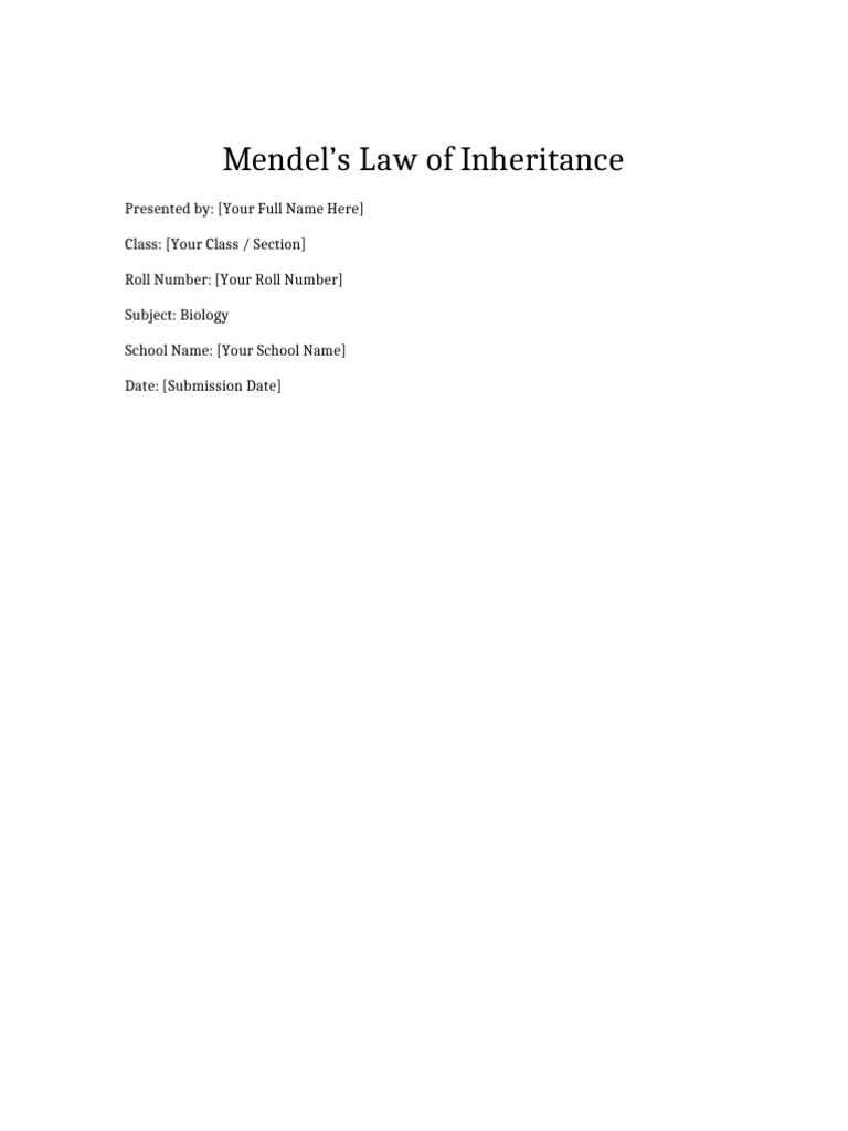 Mendels Law of Inheritance Project | PDF