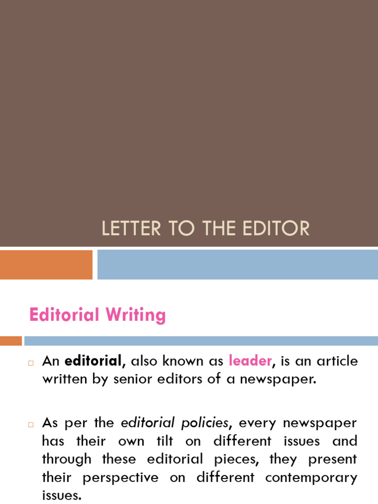 Letter To The Editor | PDF | Newspapers | Editorial