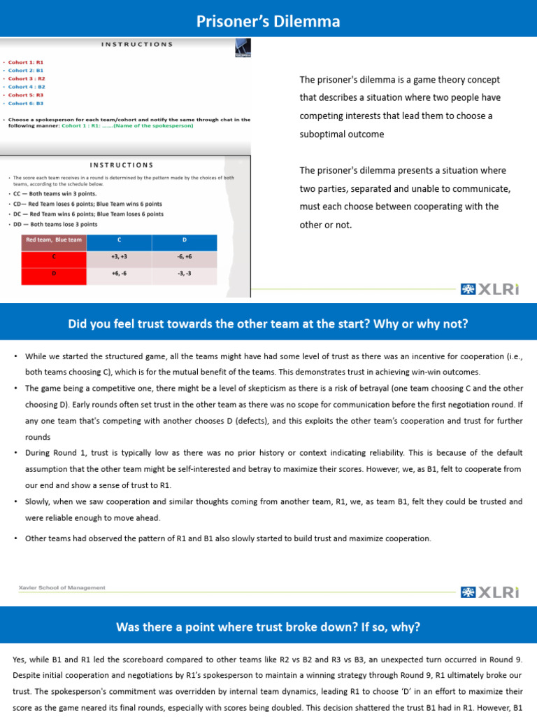 Cohort 2 - Prisoners Dilemma | PDF | Negotiation | Incentive