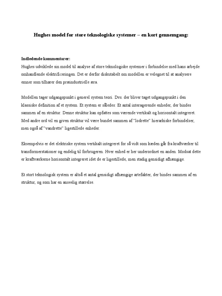 Hughes Model For Store Teknologiske Systemer | PDF