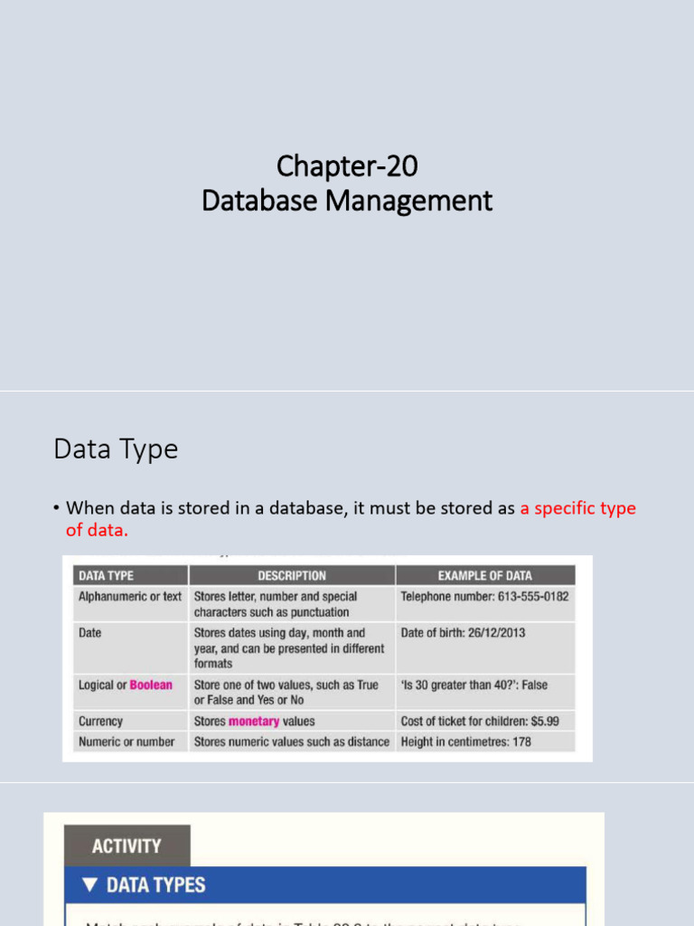 CH-20 Database Management | PDF