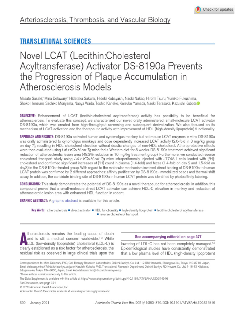 Sasaki Et Al Novel Lcat | PDF | High Density Lipoprotein | Lipoprotein