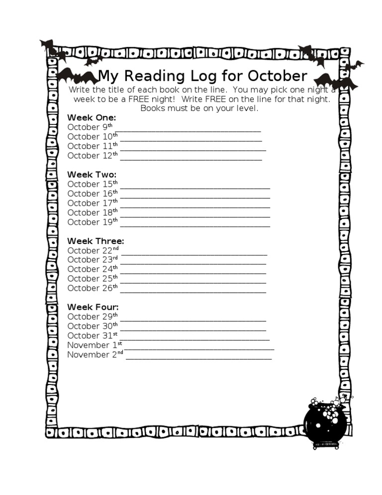 October Reading Log Template | PDF