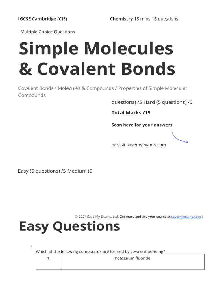 2 3 Simple Molecules and Covalent Bonds 9CpjwnN3HD4SPrmR Google Docs | PDF | Covalent Bond ...