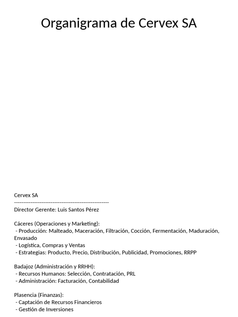 Organigrama Cervex SA | PDF