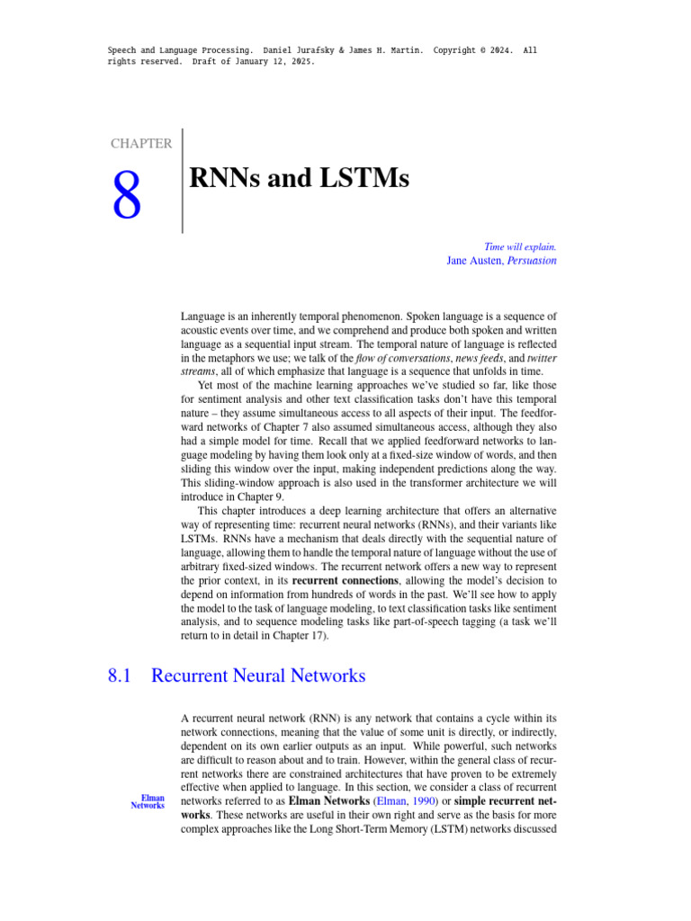 Rnns and LSTMS: 8.1 Recurrent Neural Networks | PDF | Learning | Algorithms