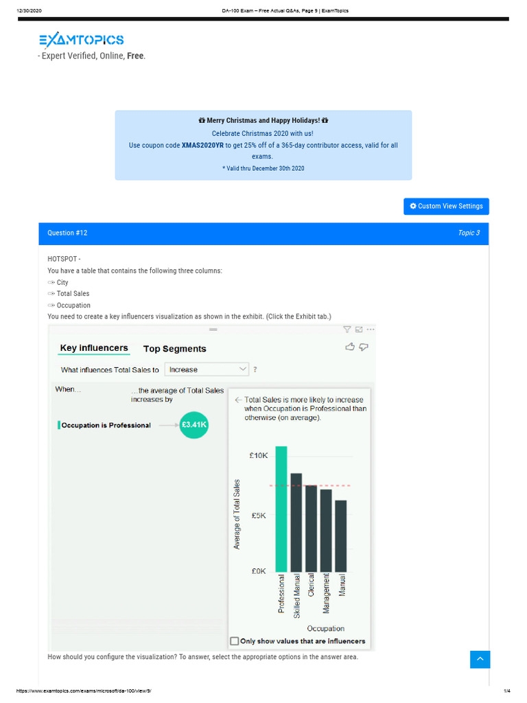 DA-100 Exam - Free Actual Q&as, Page 9 - ExamTopics | PDF | Percentile | Median