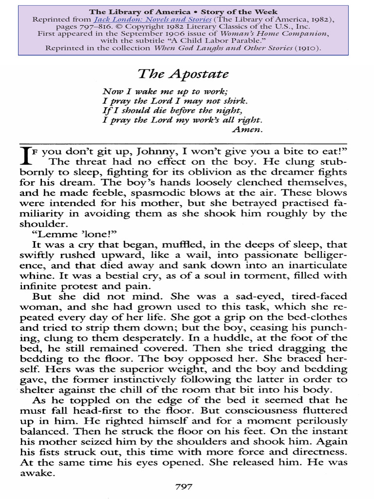 The Apostate: A Child Labor Parable | PDF