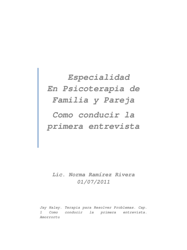 Como Conducir La Primera Entrevista Jay Haley | PDF
