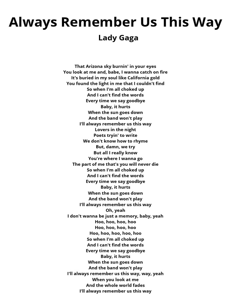 Always Remember Us This Way Lyrics | PDF