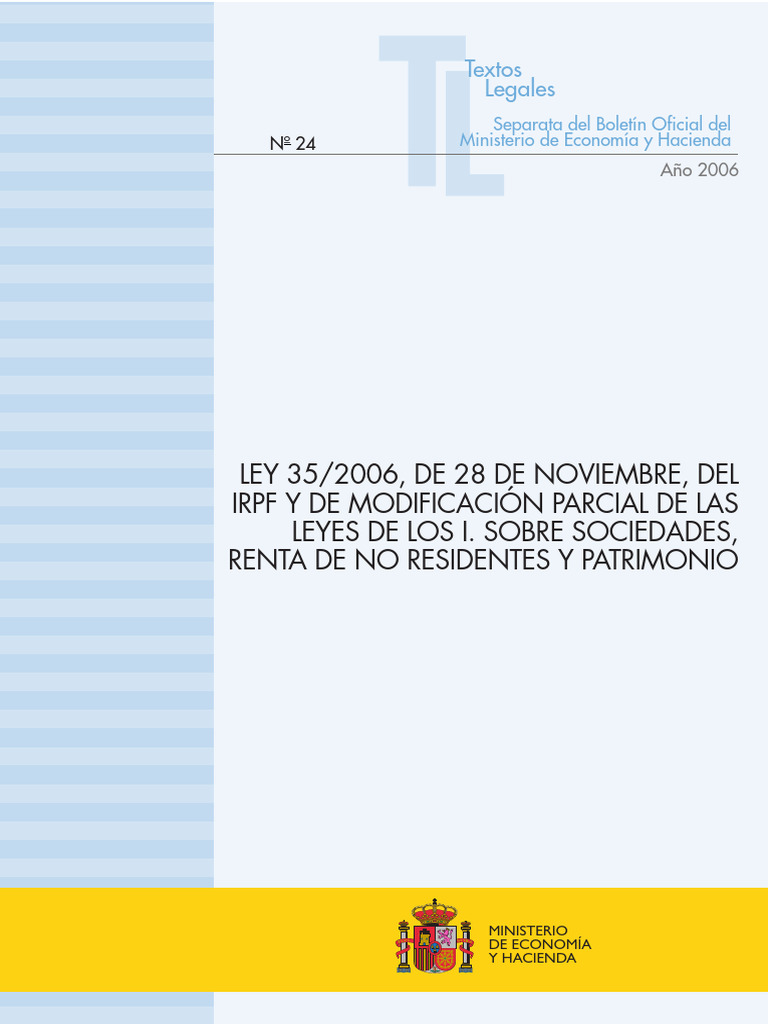Ley 35-2006 IRPF | PDF | Impuestos | Impuesto sobre la renta