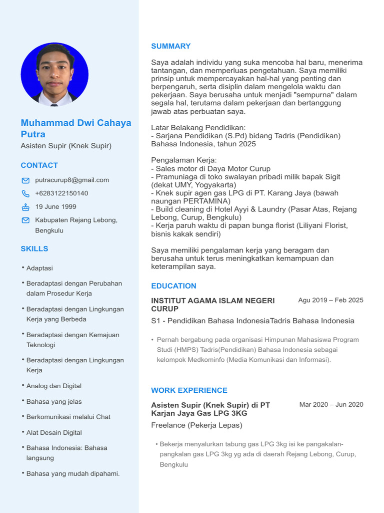 Muhammad Dwi Cahaya Putra_KitaLulusCV | PDF