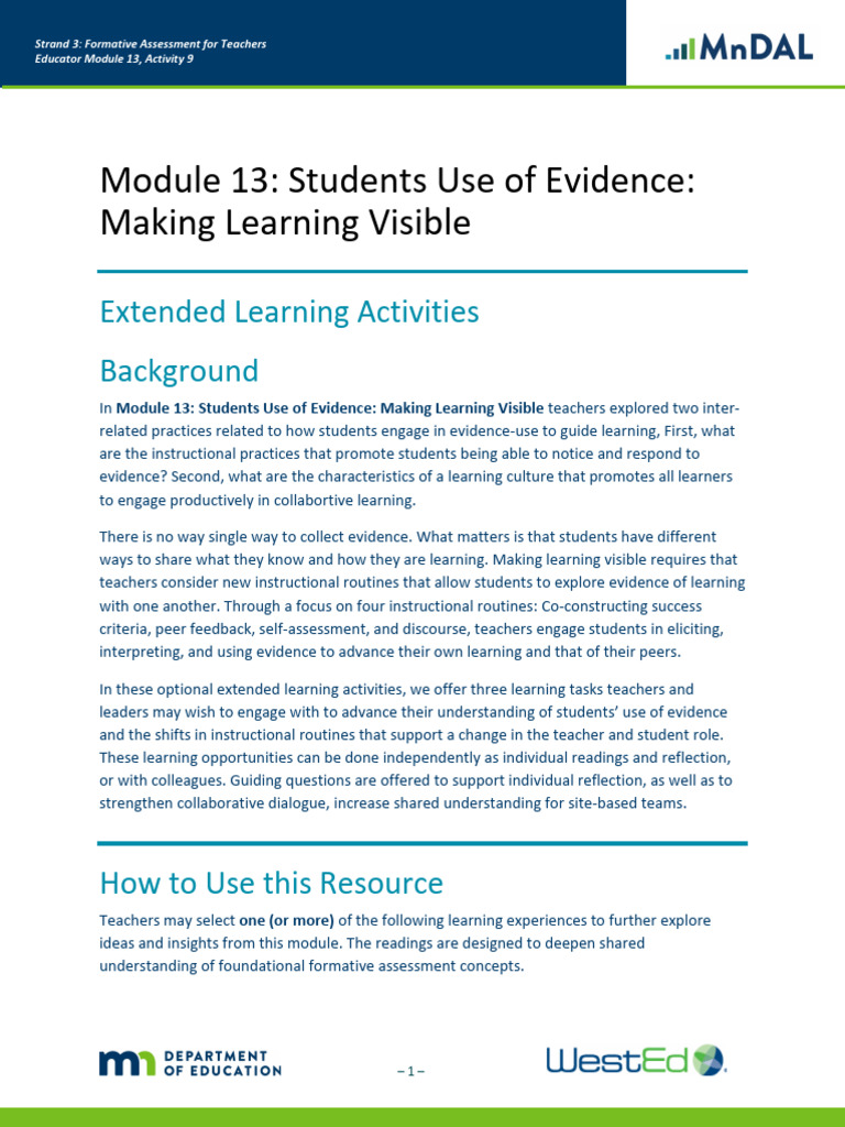 S3EM13A9 Extended Learning Activity ADA | PDF | Learning | Teachers