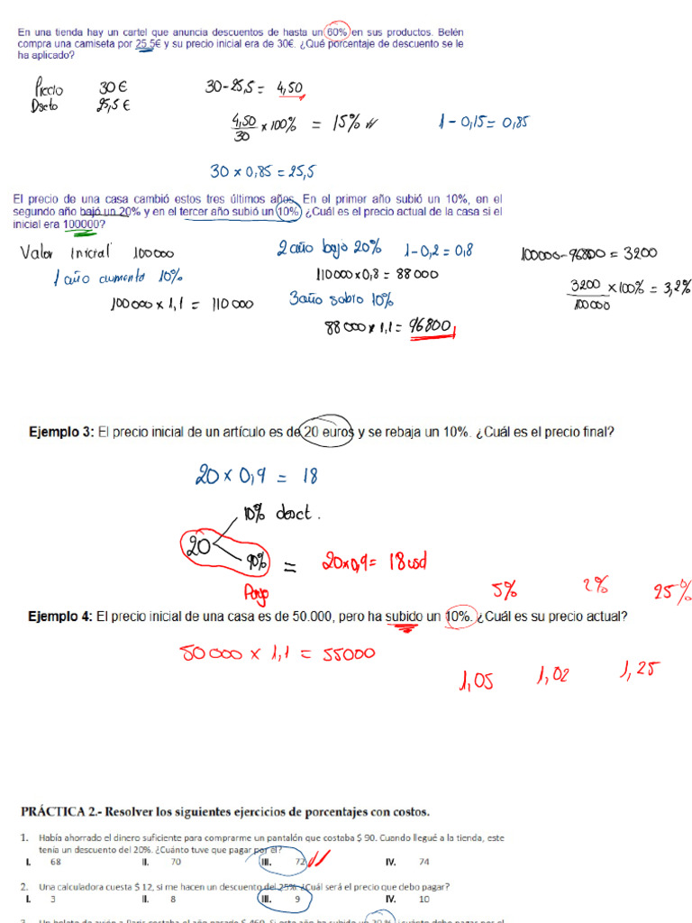EJERCICIOS PORCENTAJES | PDF