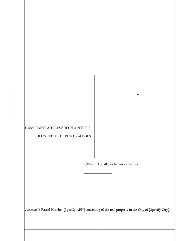 Verified Complaint for Quiet Title | PDF | Complaint | Lawsuit