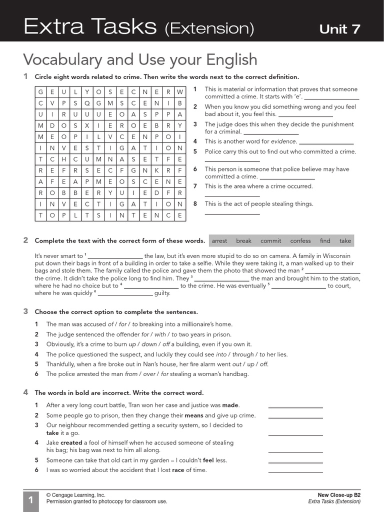 Extra Vocab & Grammar Tasks 2 - Units 7-8 | PDF | Climate Change | Crimes