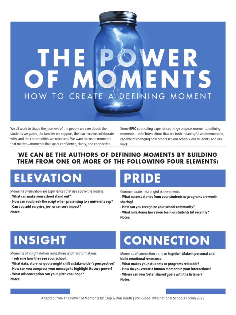 EPIC Framework for Powerful Moments Handout BMI London 25 | PDF