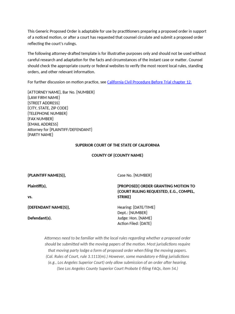 California Proposed Order Template | PDF | Government Institutions ...