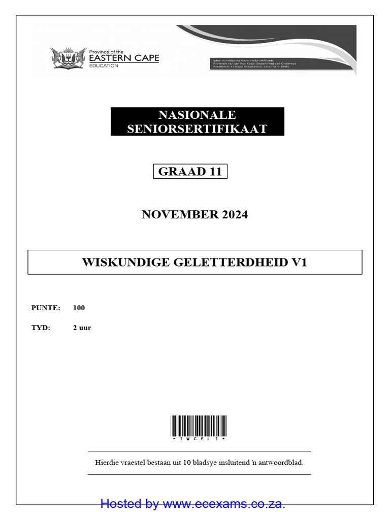 Maths Lit p1 Gr11 QP Nov 2024 Afr DD - Watermark | PDF