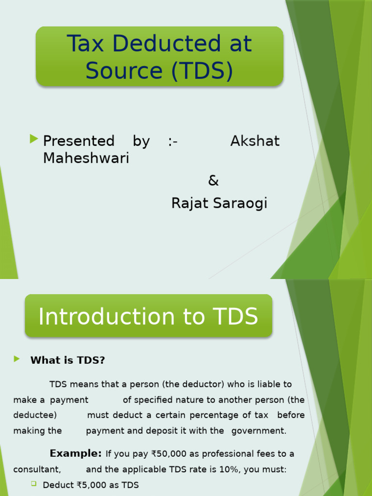 TDS Presentation | PDF | Taxes | Income Tax