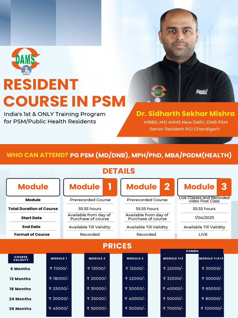 PSM Residency Course Overview | PDF | Epidemiology | Vaccines