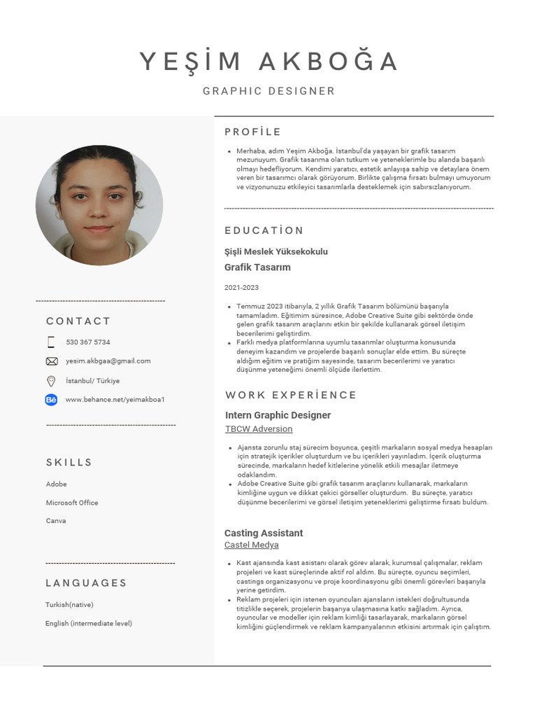Minimalist White and Grey Professional Resume | PDF