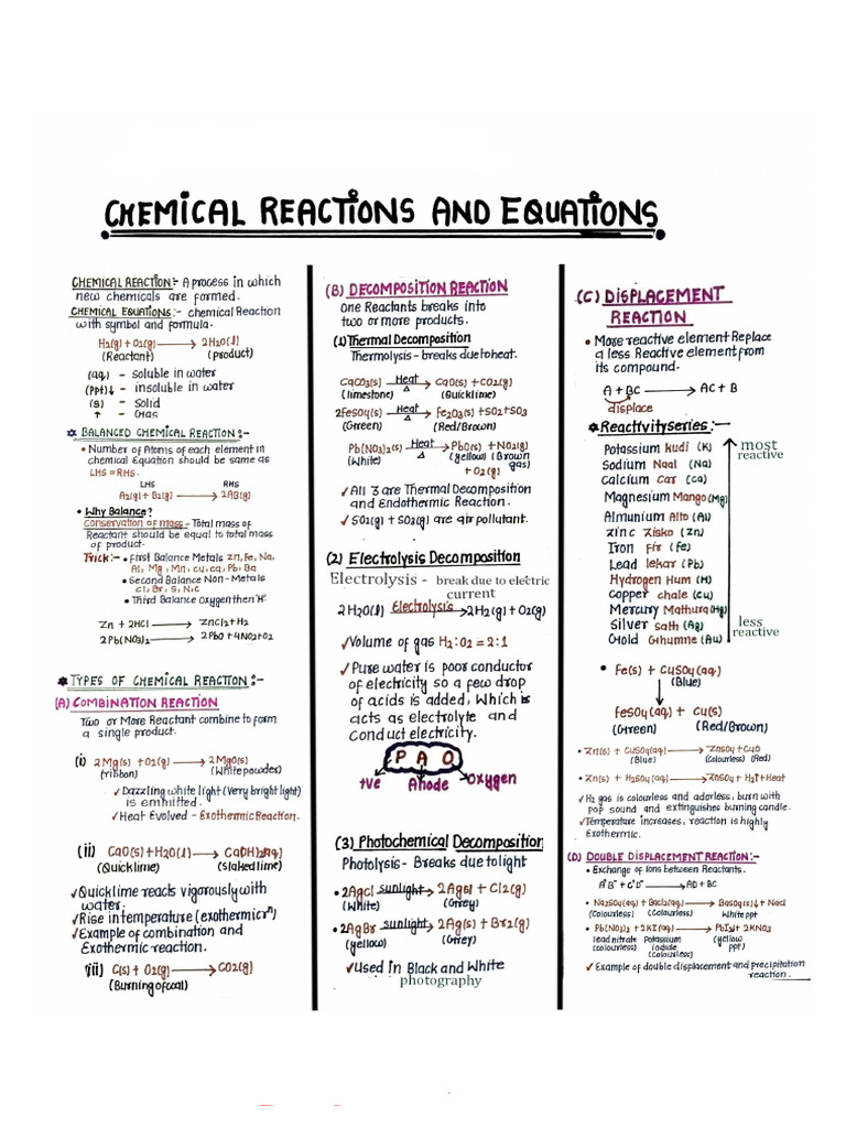 All Short Notes of Science Class 10th | PDF