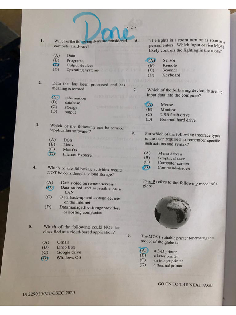 Csec Information Technology P1 2020 Mj Pdf