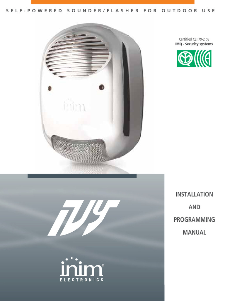 Manual de Utilizare Sirena de Exterior Cu Flash Inim IVY 103 dBA 4 Tonuri IP34 | PDF | Parameter ...