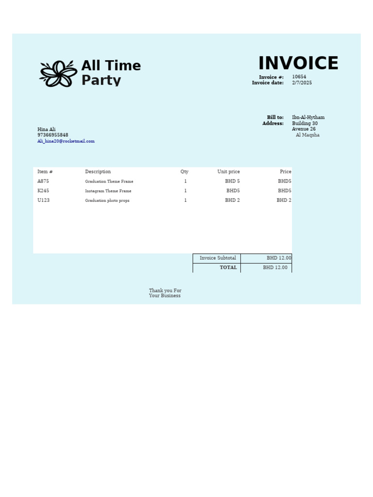 Ibnalhytham Invoice | PDF
