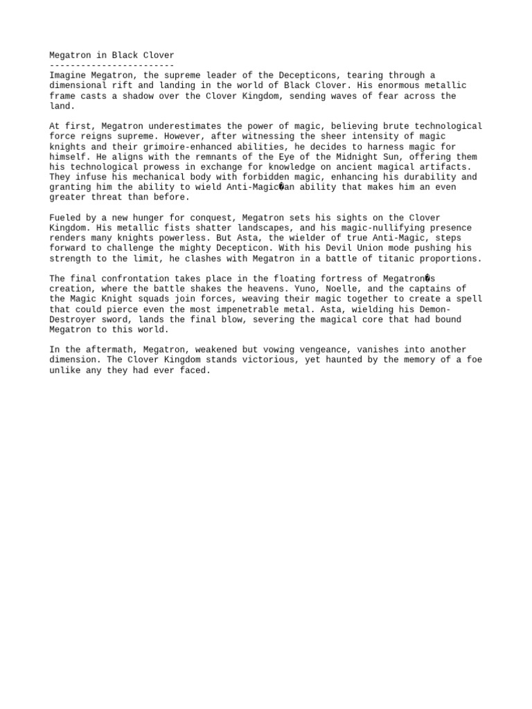 Megatron in Black Clover | PDF