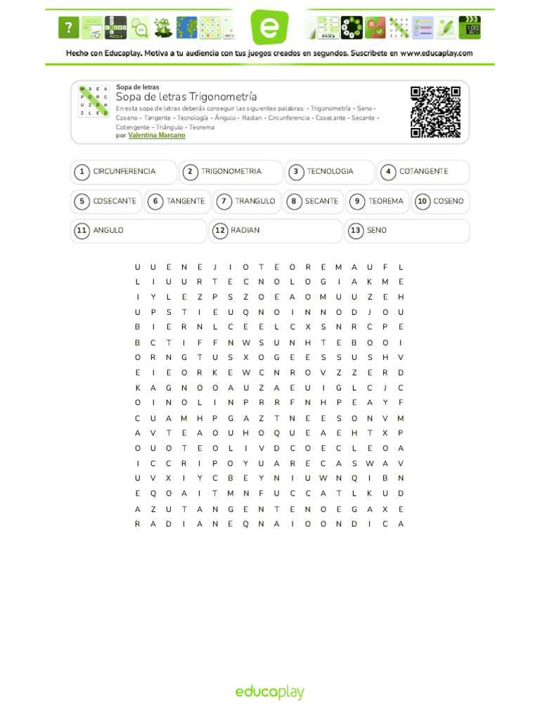 5921208-Sopa de Letras Trigonometria | PDF | Trigonometría | Análisis ...