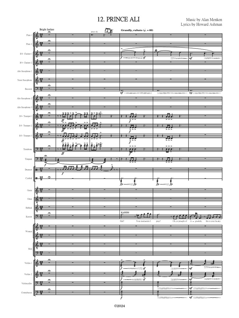 Prince Ali 12. Prince Ali: Music by Alan Menken Lyrics by Howard Ashman ...