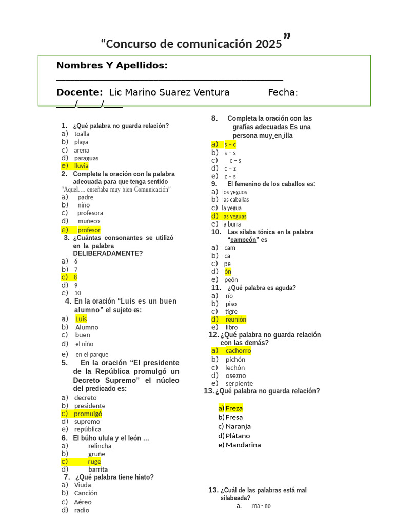 Examen Concurso | PDF