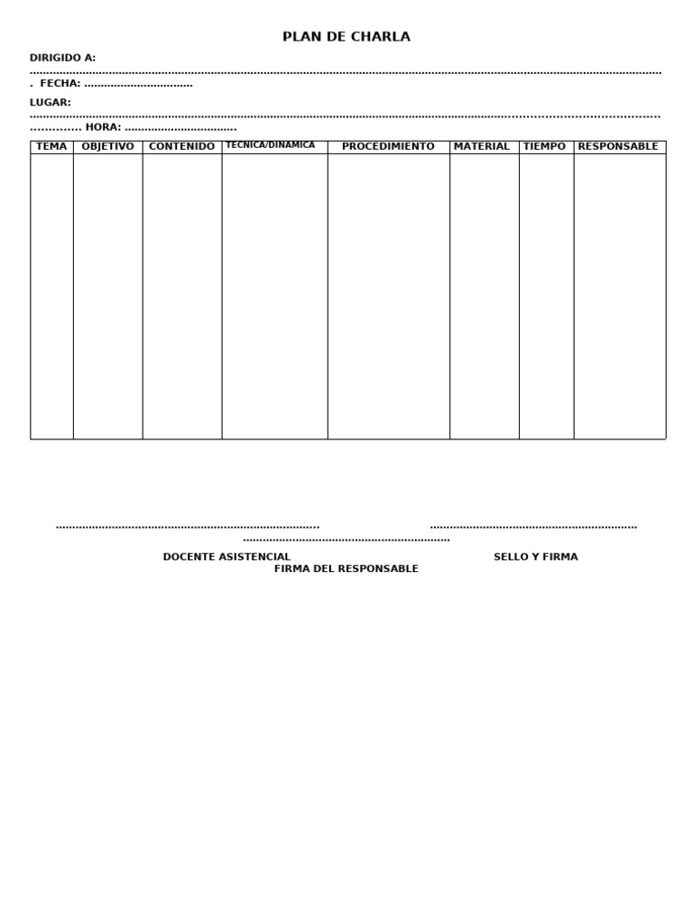 Plan de Charla (Plantilla) | PDF