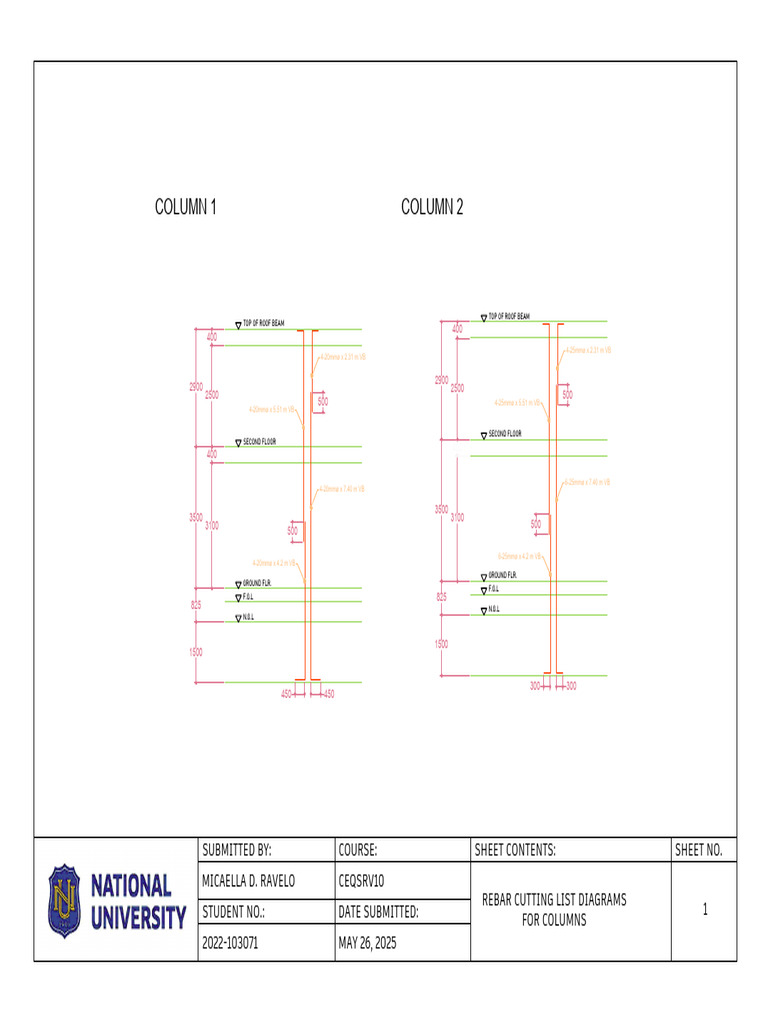 RAVELO - Column Cutting List 1 | PDF | Structural Engineering ...