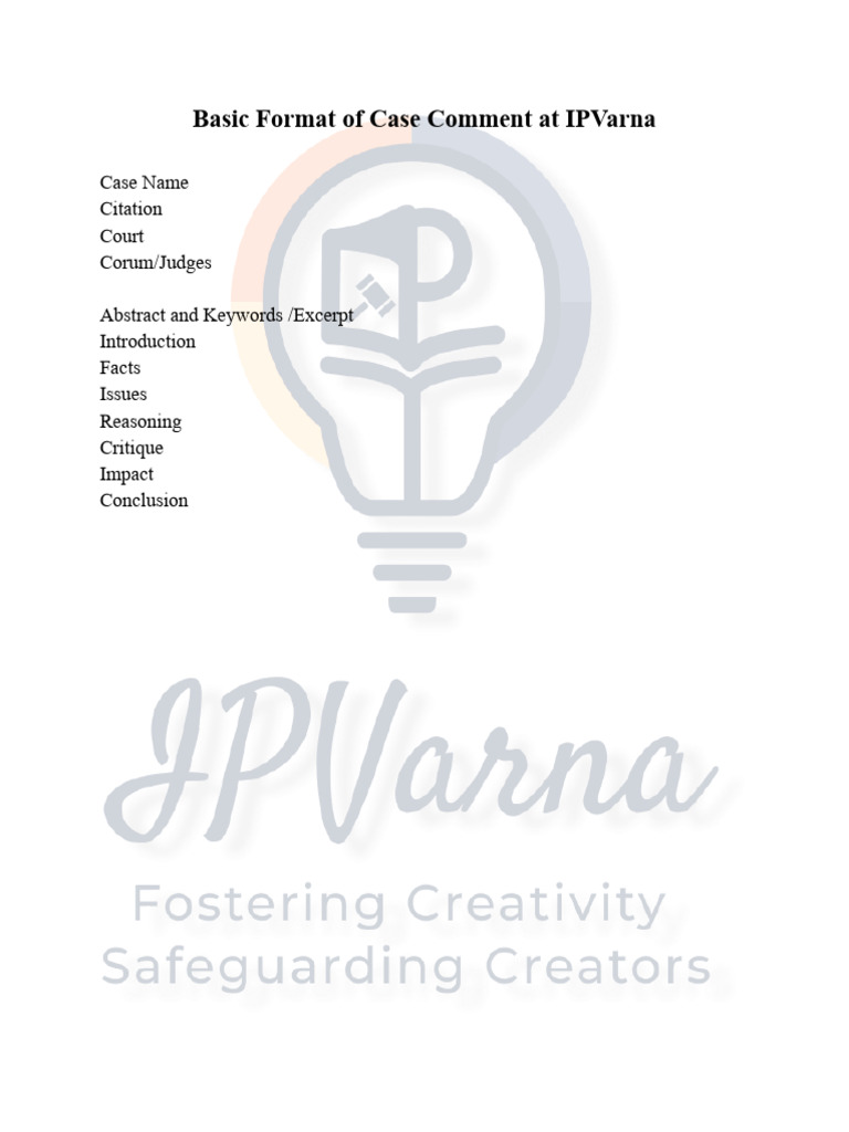 Basic Format of Case Comment | PDF