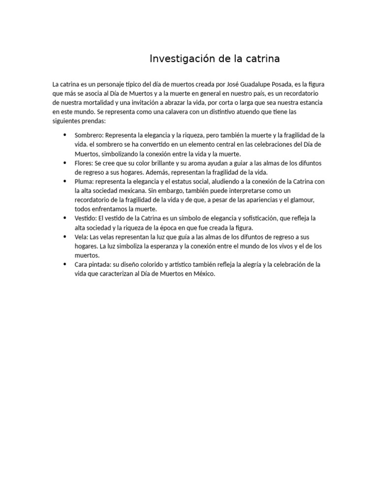 Investigación de La Catrina | PDF