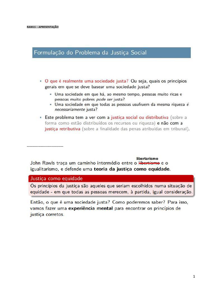 Teoria da Justiça de Rawls: Maximin | PDF