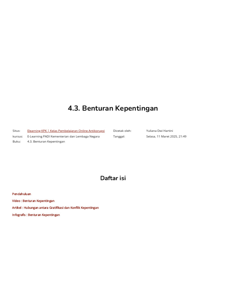 4.3. Benturan Kepentingan - Elearning-KPK | PDF