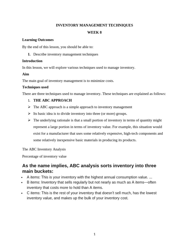 Dr. Ogega Week 8 Inventory Management Techniques | PDF | Inventory ...