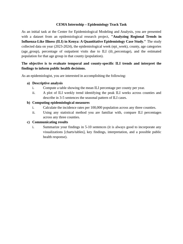 CEMA Epi Track Internship Task | PDF