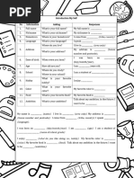 Personal Information Worksheet for Students | PDF