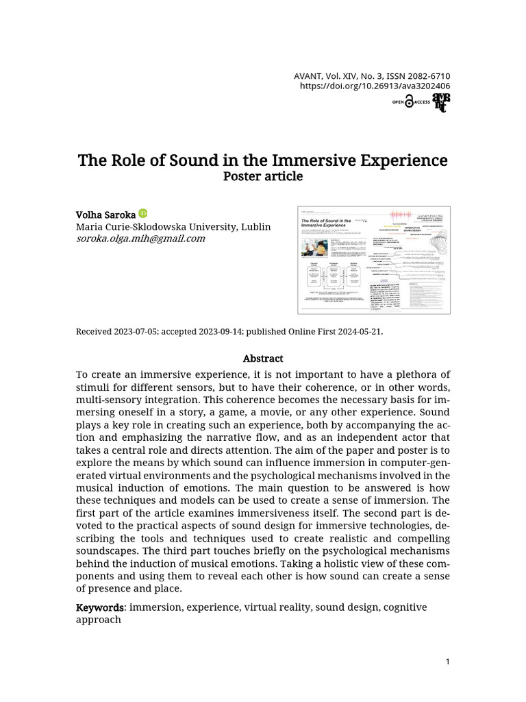 The Role of Sound in The Immersive Experience | PDF | Perception ...