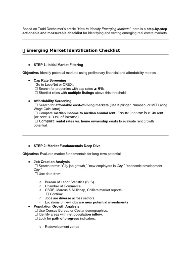 Real Estate Market Identification Guide | PDF | Cost Of Living ...