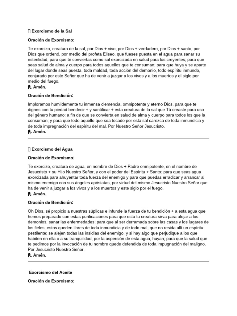 Oraciones de Exorcismo y Bendición | PDF | Exorcismo | Dios